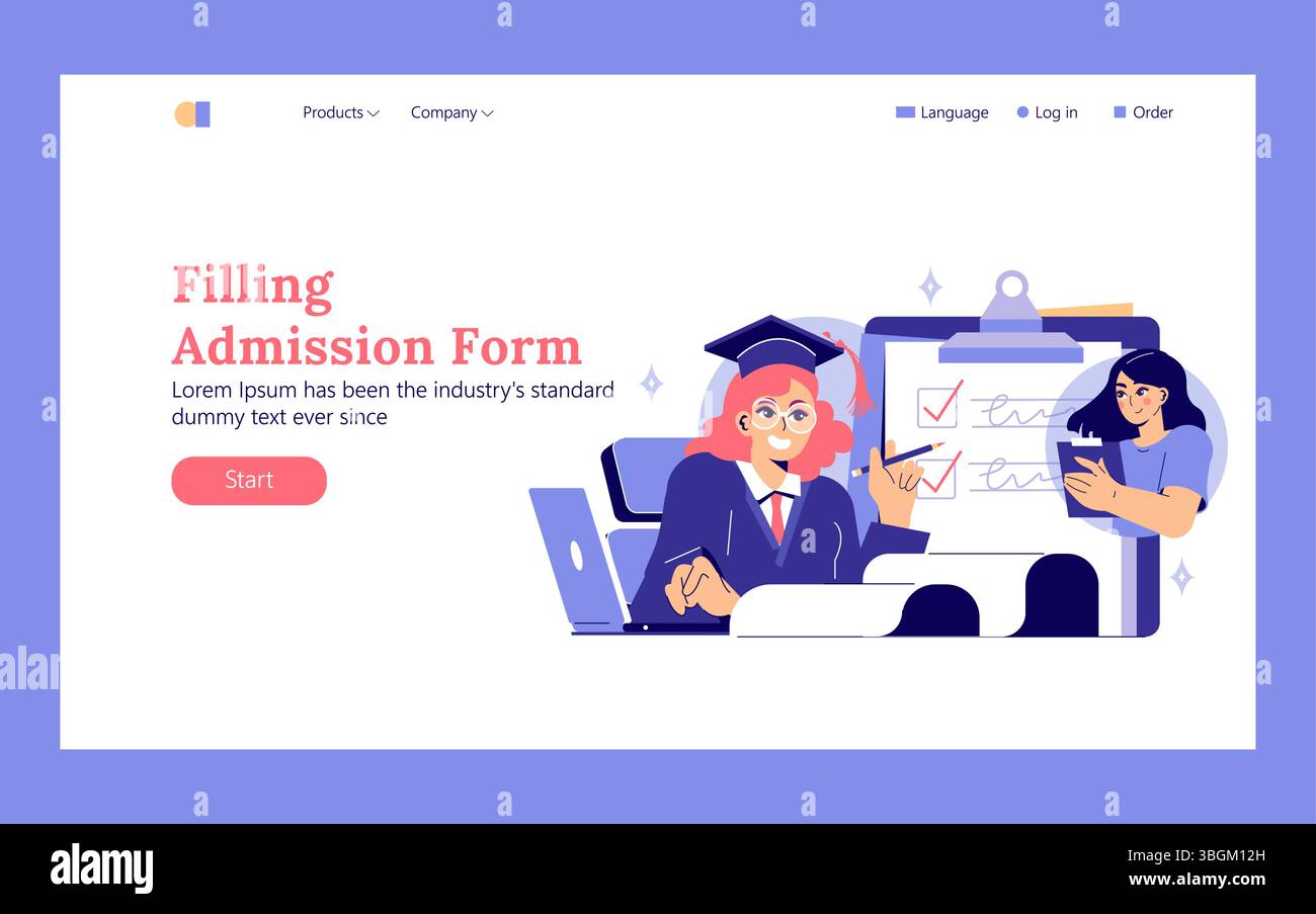 College admission process illustrated with a student filling out an ...