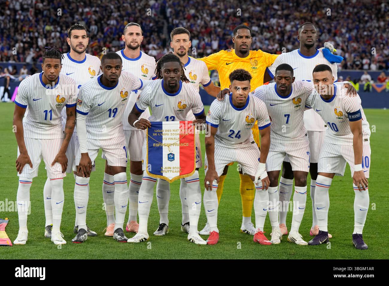 France's starting players pose for a team photo at the beginning of the ...