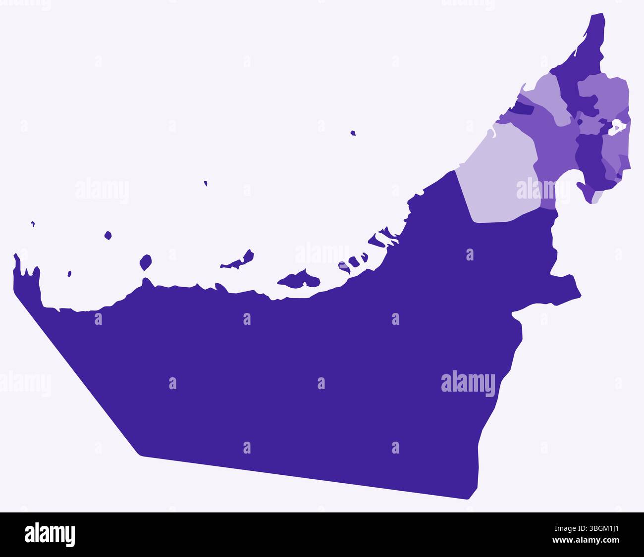 Map of United Arab Emirates with regions. Just a simple country border ...