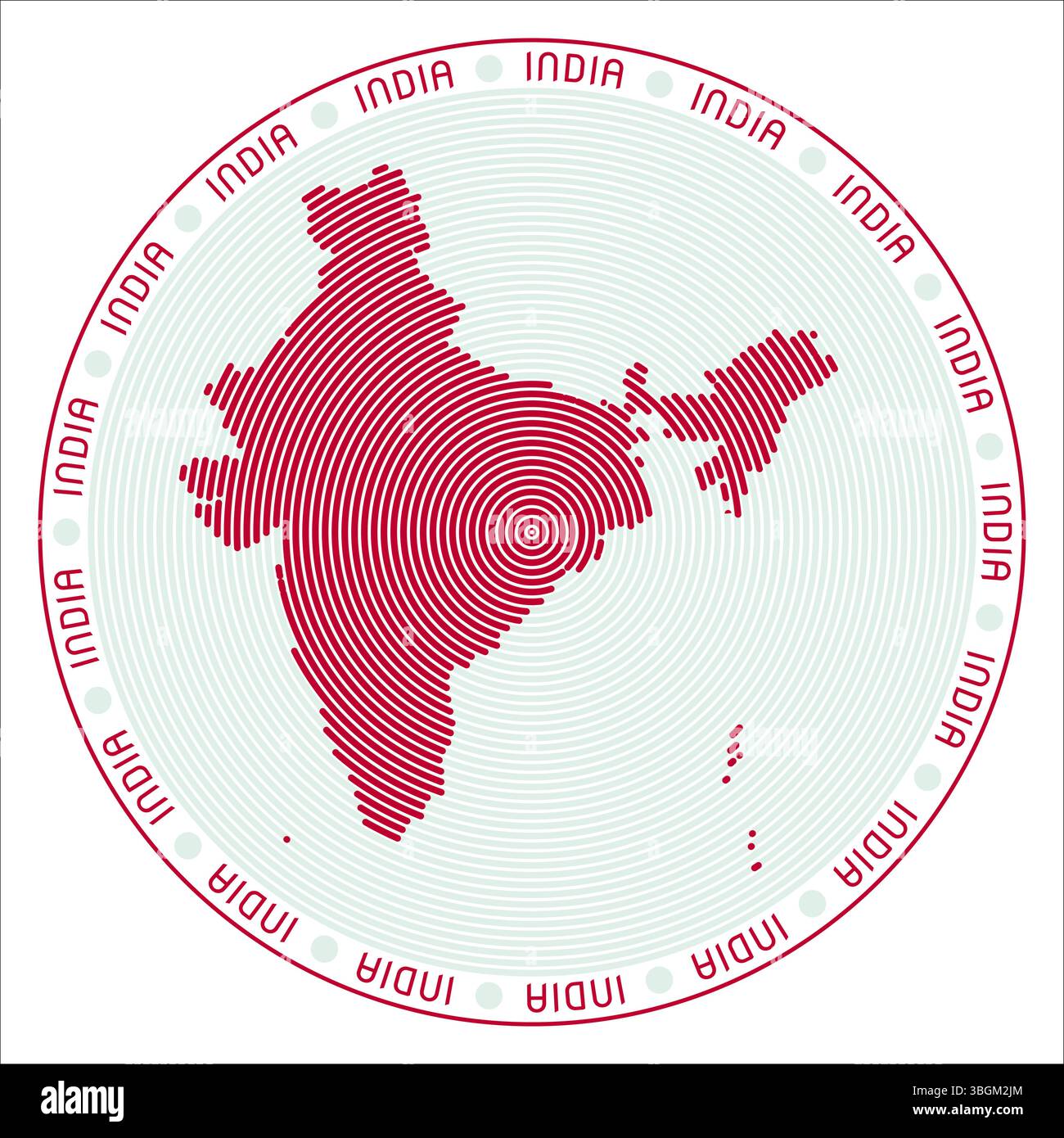 India round logo design. Country shape built of rings. India text ...
