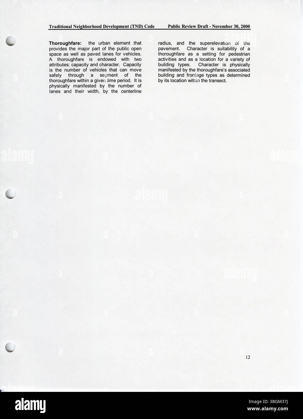 The 2000 draft of the TND Code for Columbus, Ohio focuses on the ...