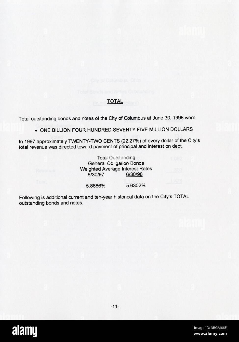 This document provides a detailed analysis of Columbus' bonds and notes ...