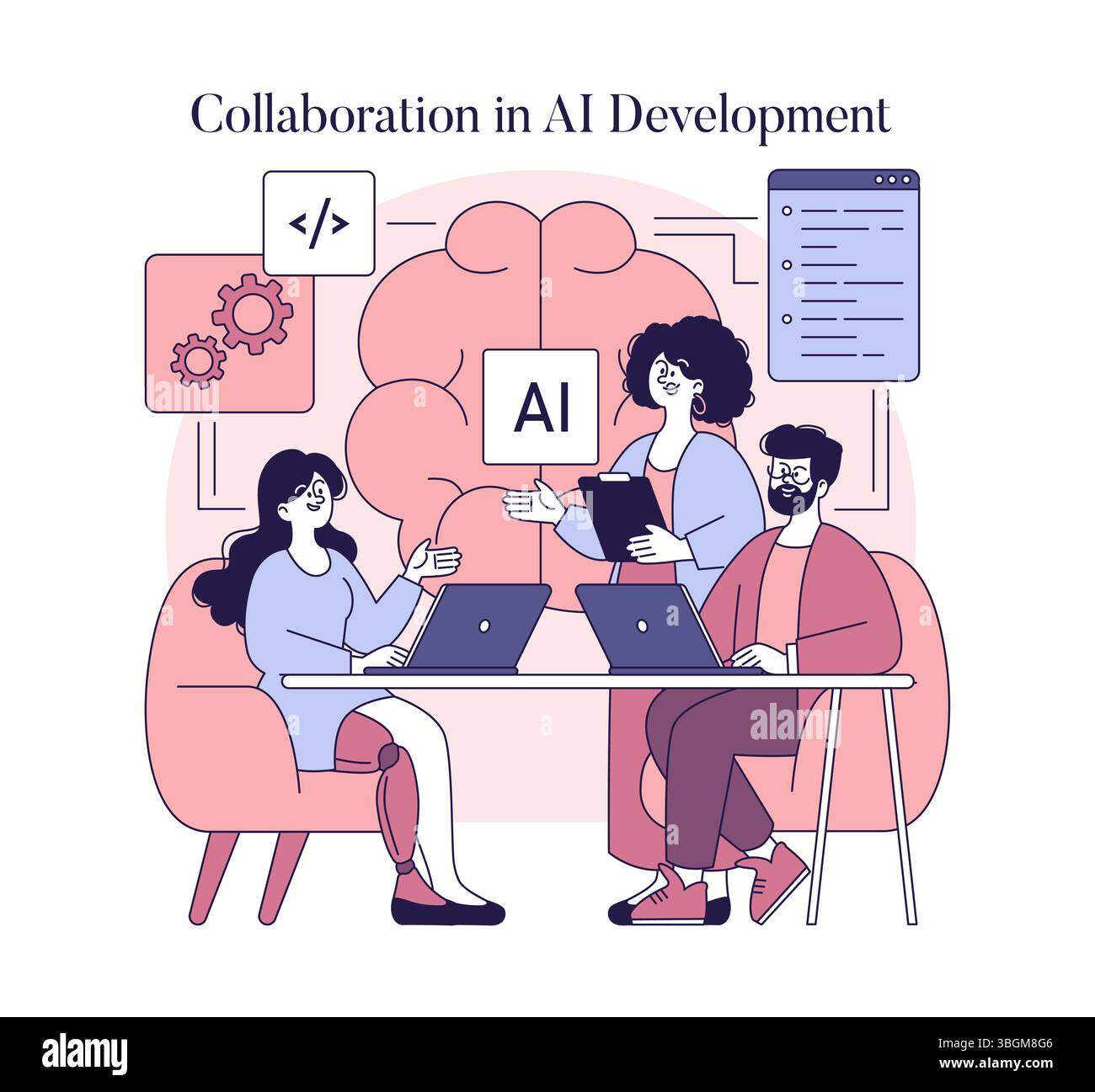 Collaborating software engineers coding Stock Vector Images - Alamy
