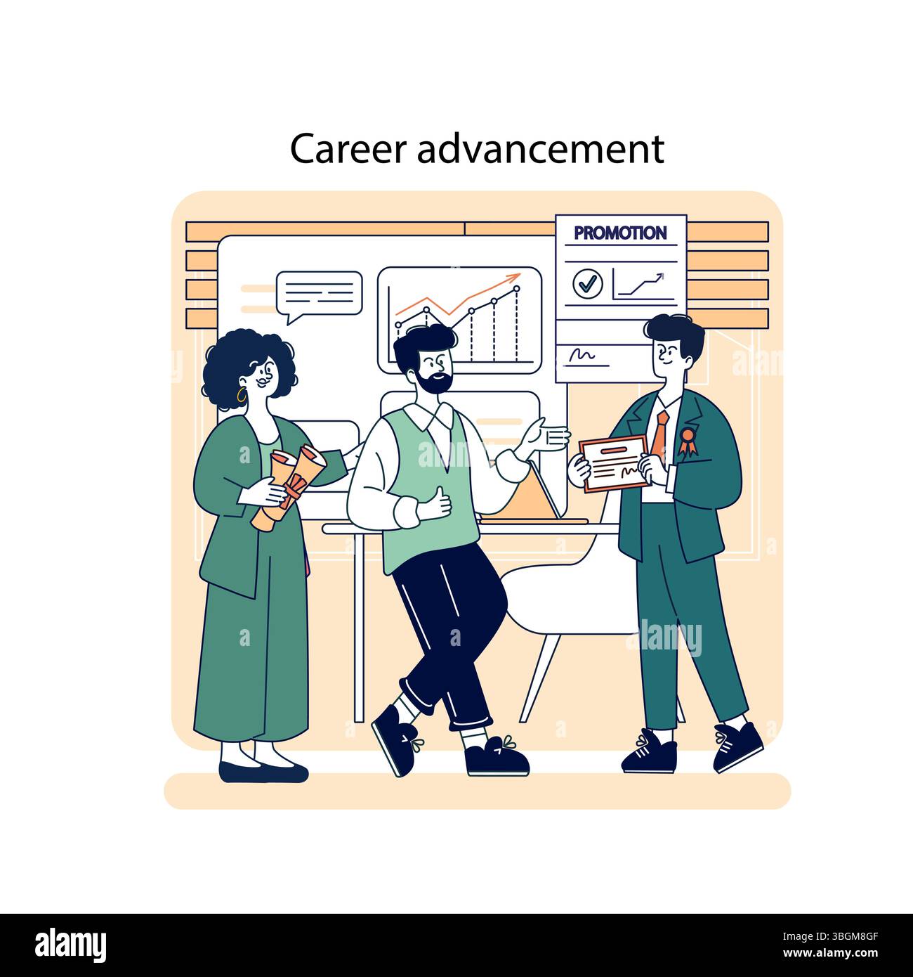 Career advancement concept. Illustration showing professionals ...