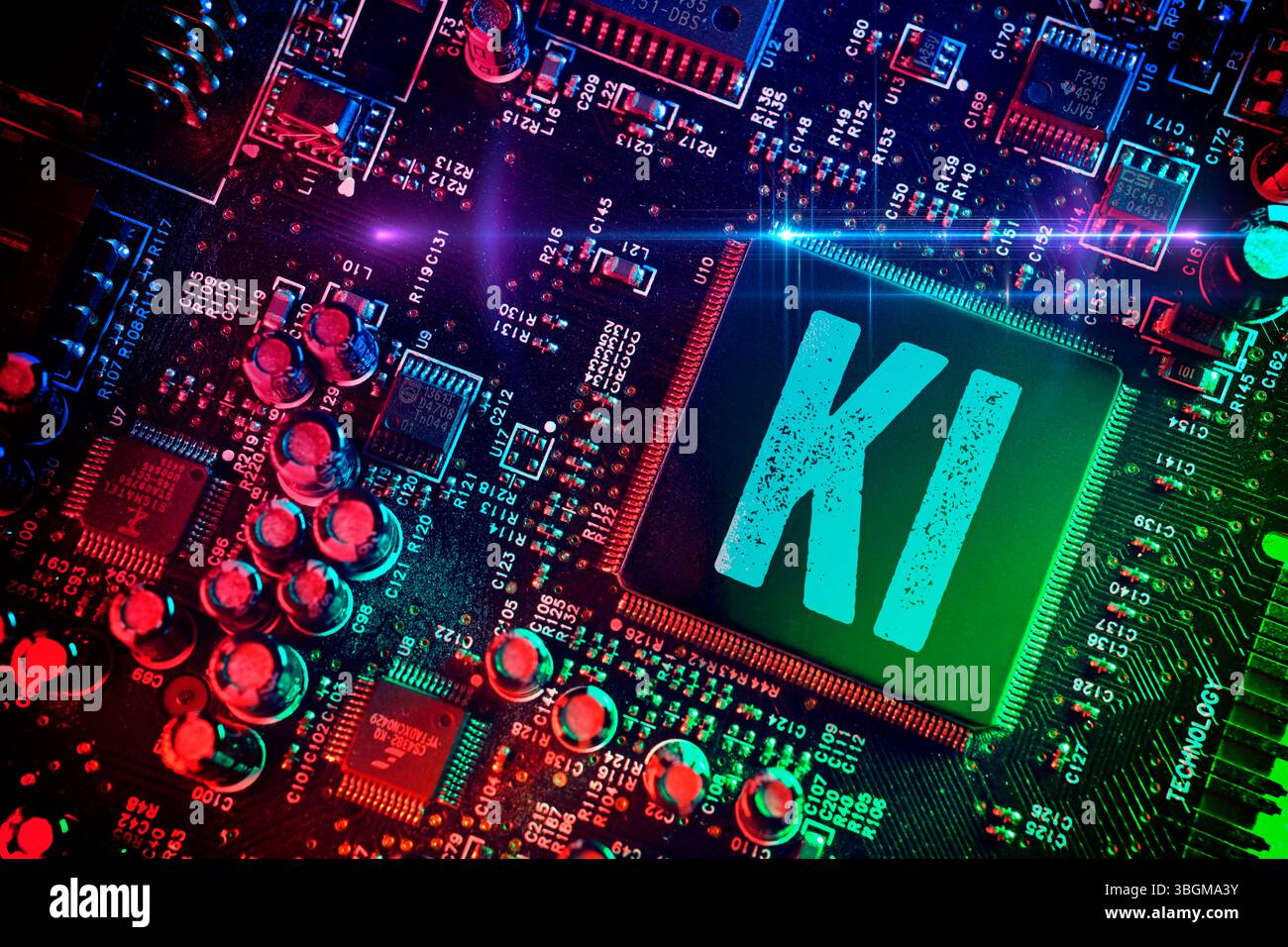 Computer chip labeled AI, artificial intelligence, photomontage Stock ...