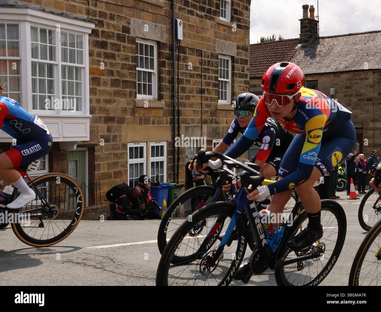 Riders in the peloton compete during Stage 1 of the 2025 Lloyds Bank ...