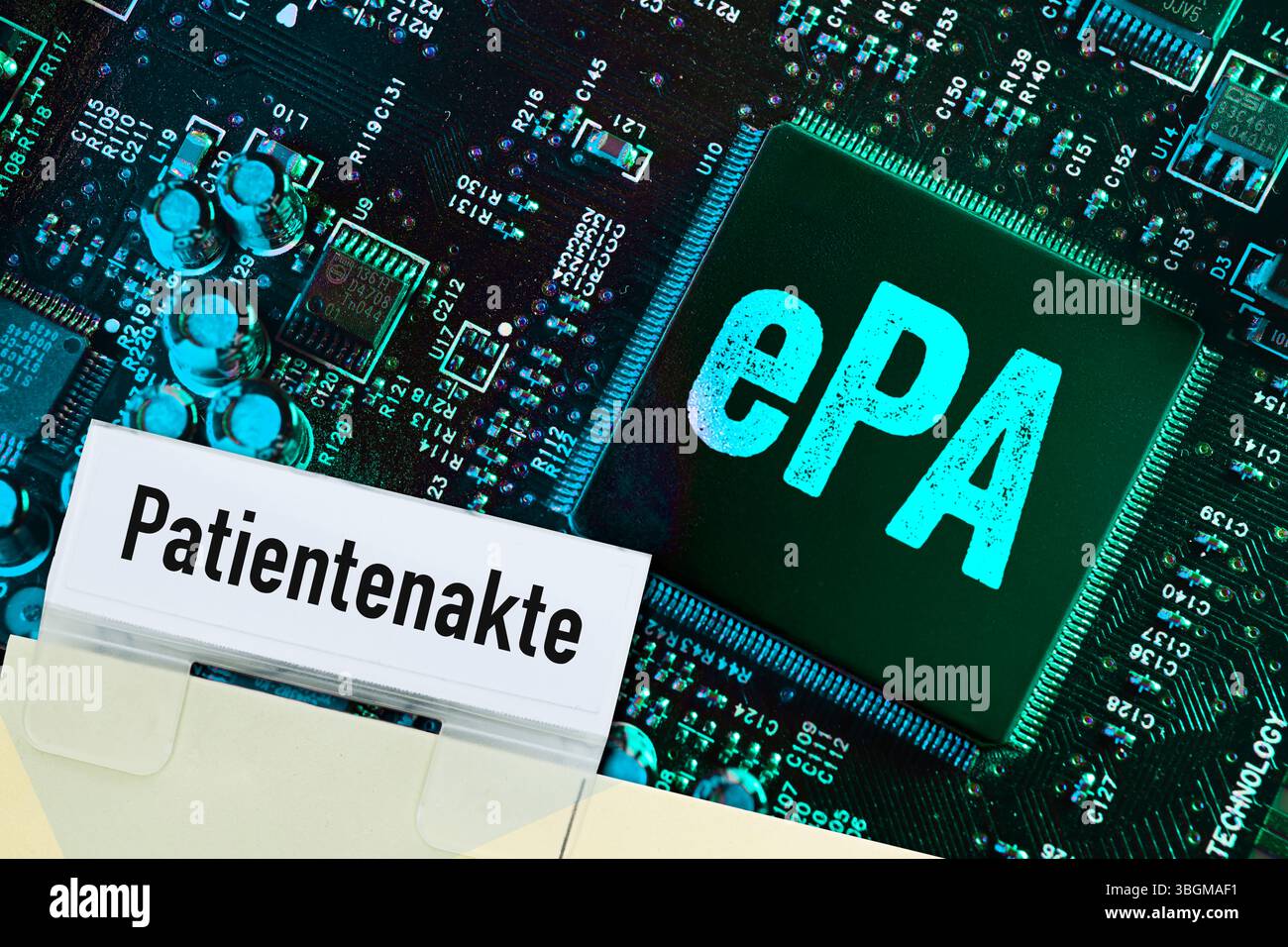 Computer chip with ePA inscription, symbolic photo of electronic ...