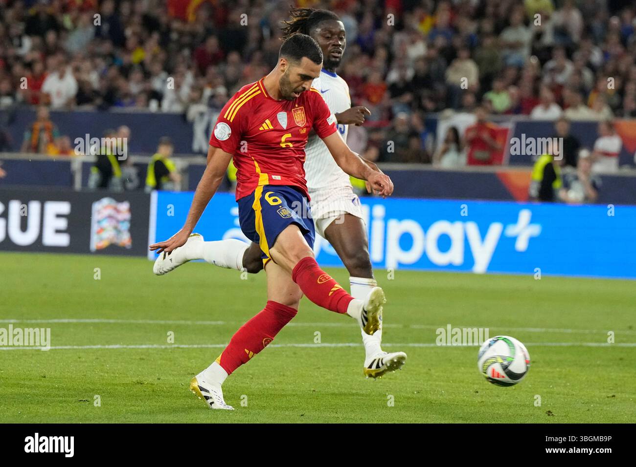 Spain's Mikel Merino scores his side's 2nd goal against France during ...