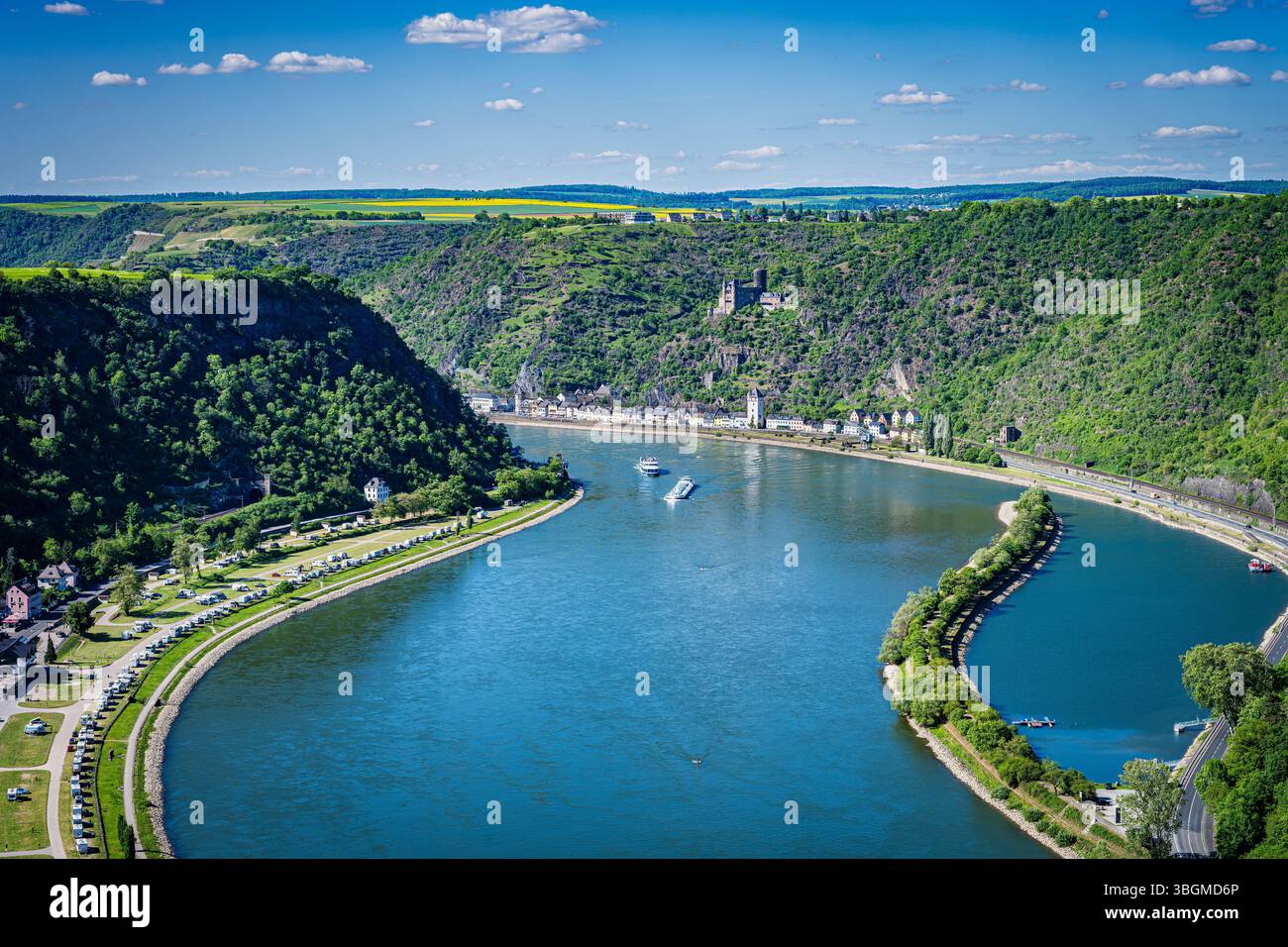 View into the Loreley valley towards St. Goarshausen from the Loreley ...