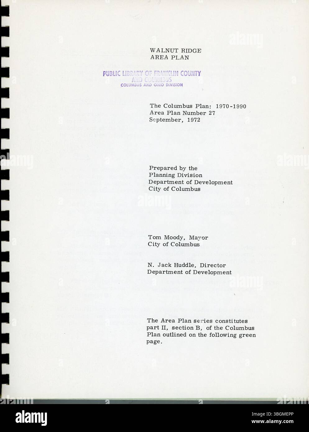 The Walnut Ridge Area Plan, part of the 1972 Columbus Plan, focuses on ...