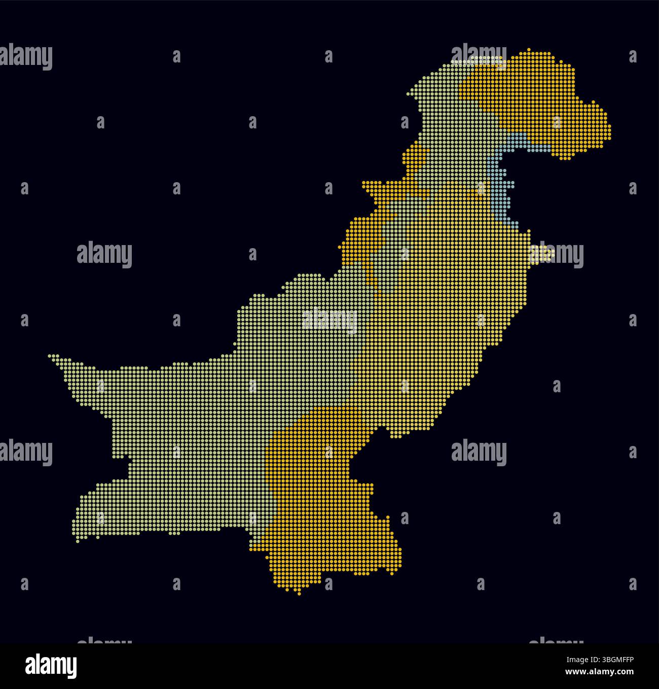 Pakistan dotted map. Digital style map of the country on a dark ...