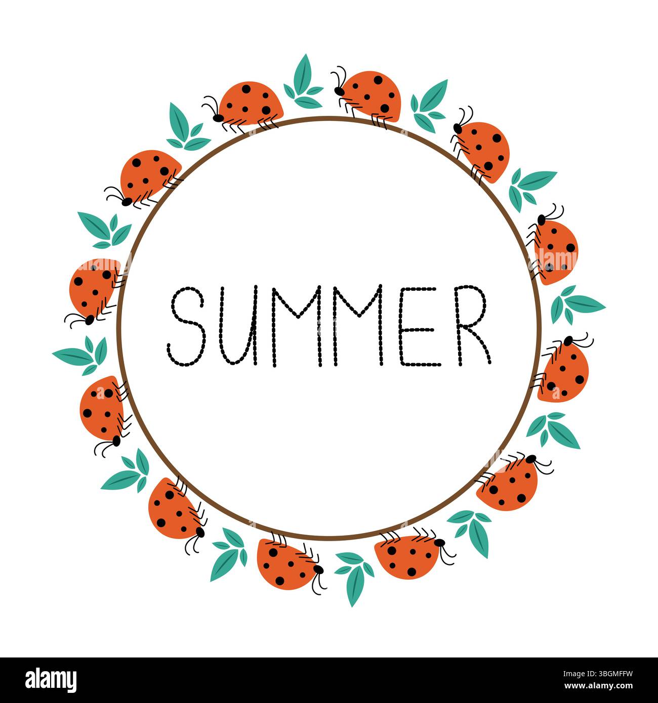 Summer round frame with lady bug Stock Vector Image & Art - Alamy