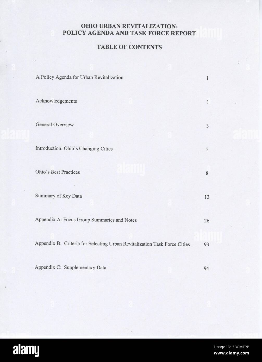 The Ohio Urban Revitalization Task Force Report is a policy document ...