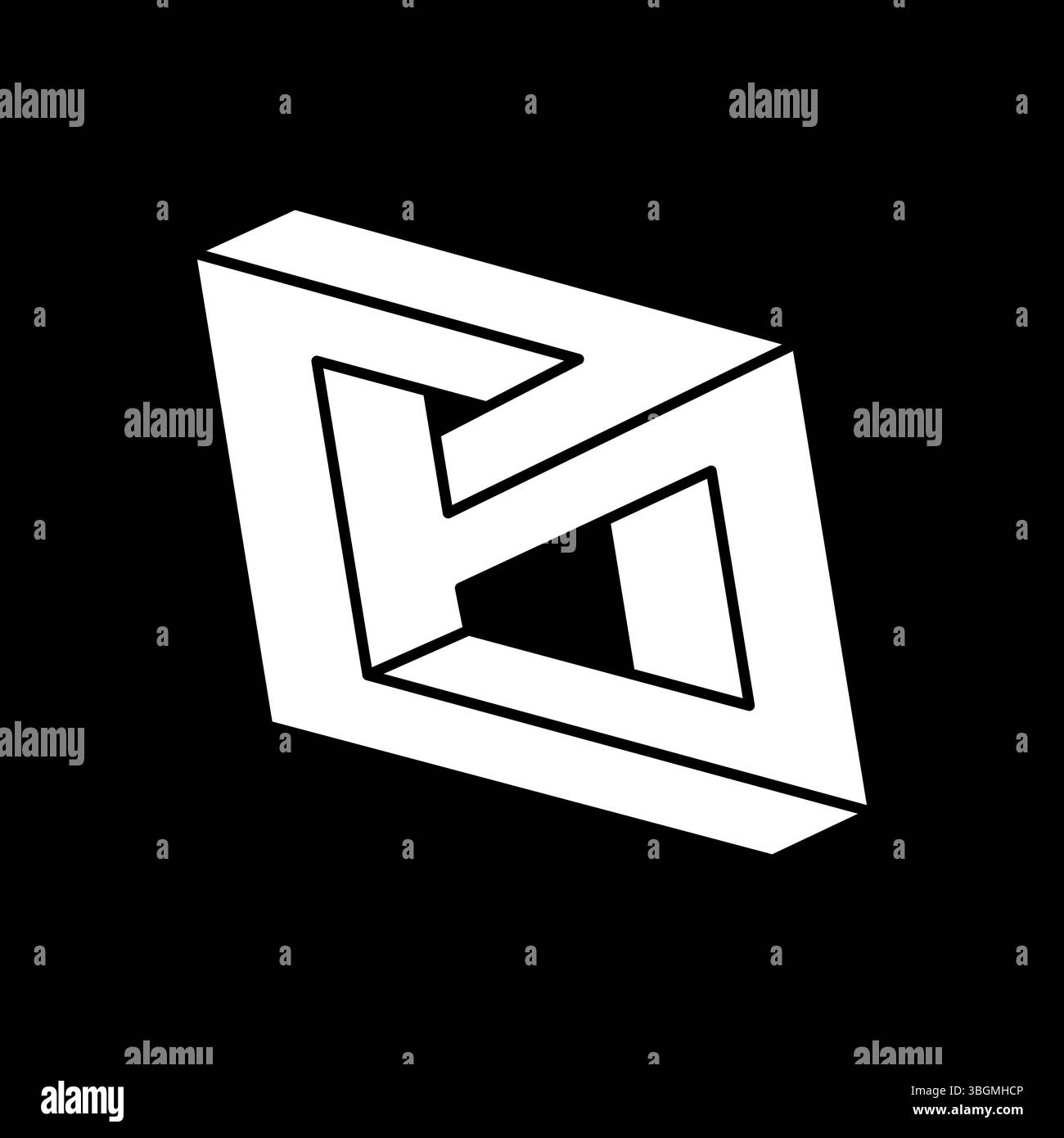 Optical illusion shape. Optical art object. Impossible figures. Line art. Unreal geometry ...