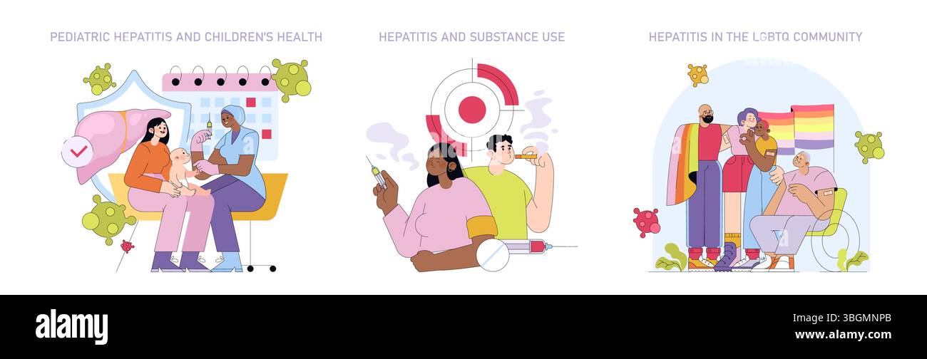 Vector illustration highlighting hepatitis awareness across different ...