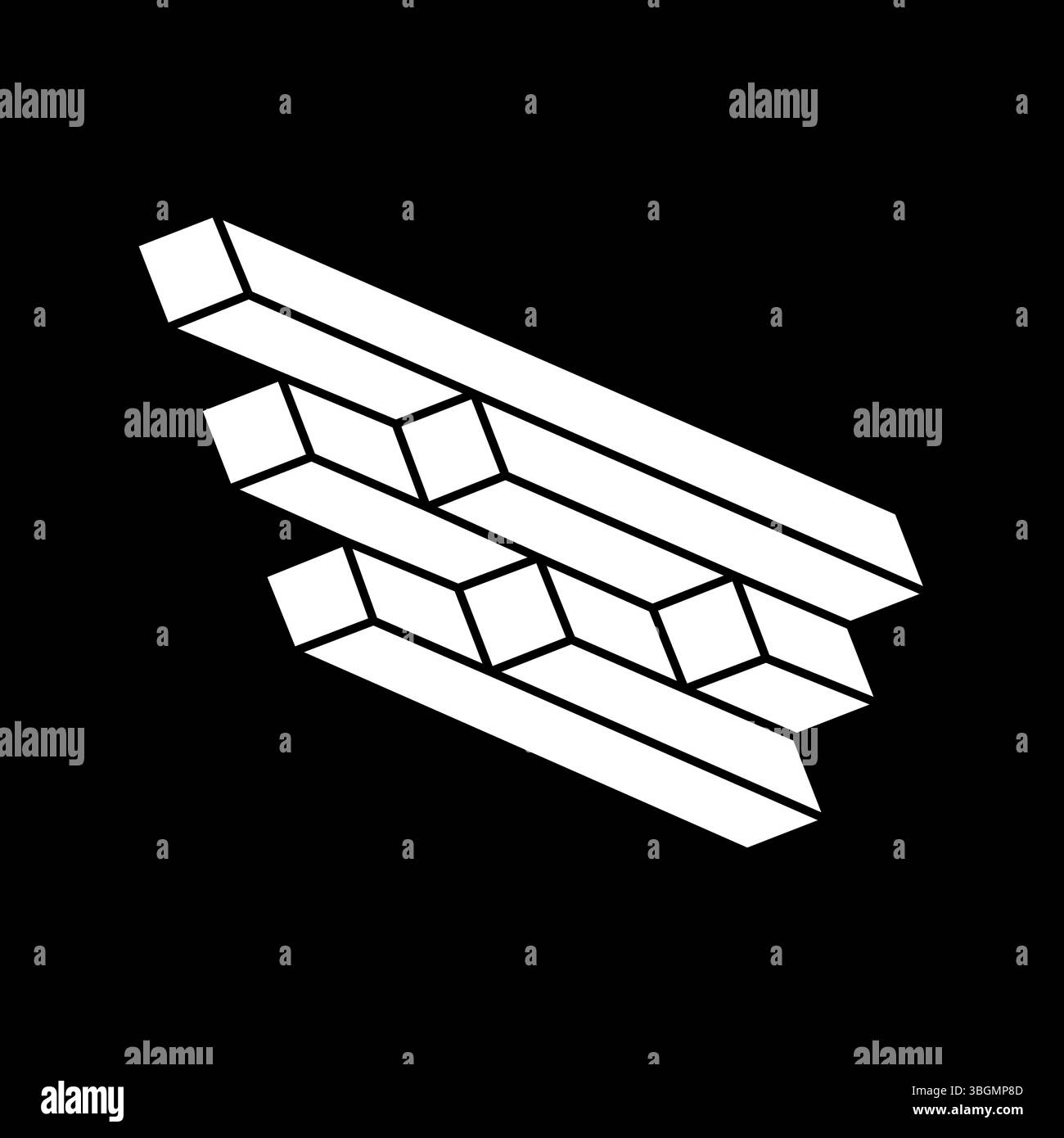 Optical illusion. Impossible object. 3d illustration Stock Vector Image ...