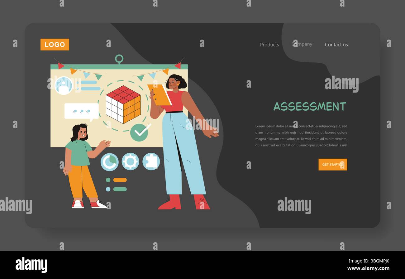 Preschool education assessment concept. Children interacting with tools ...