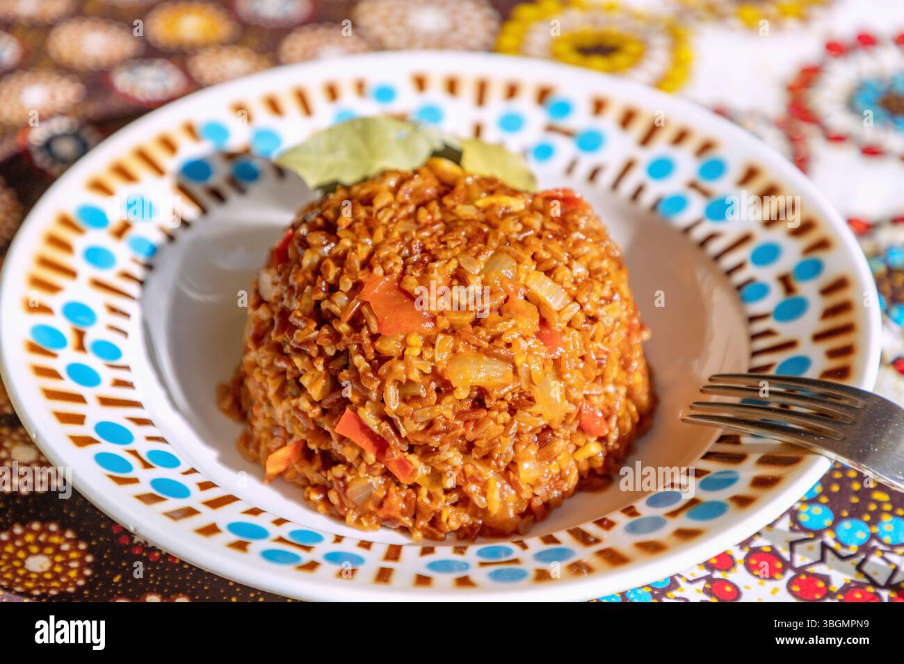 Jollof rice, West African rice dish, served in Ghana in West Africa ...