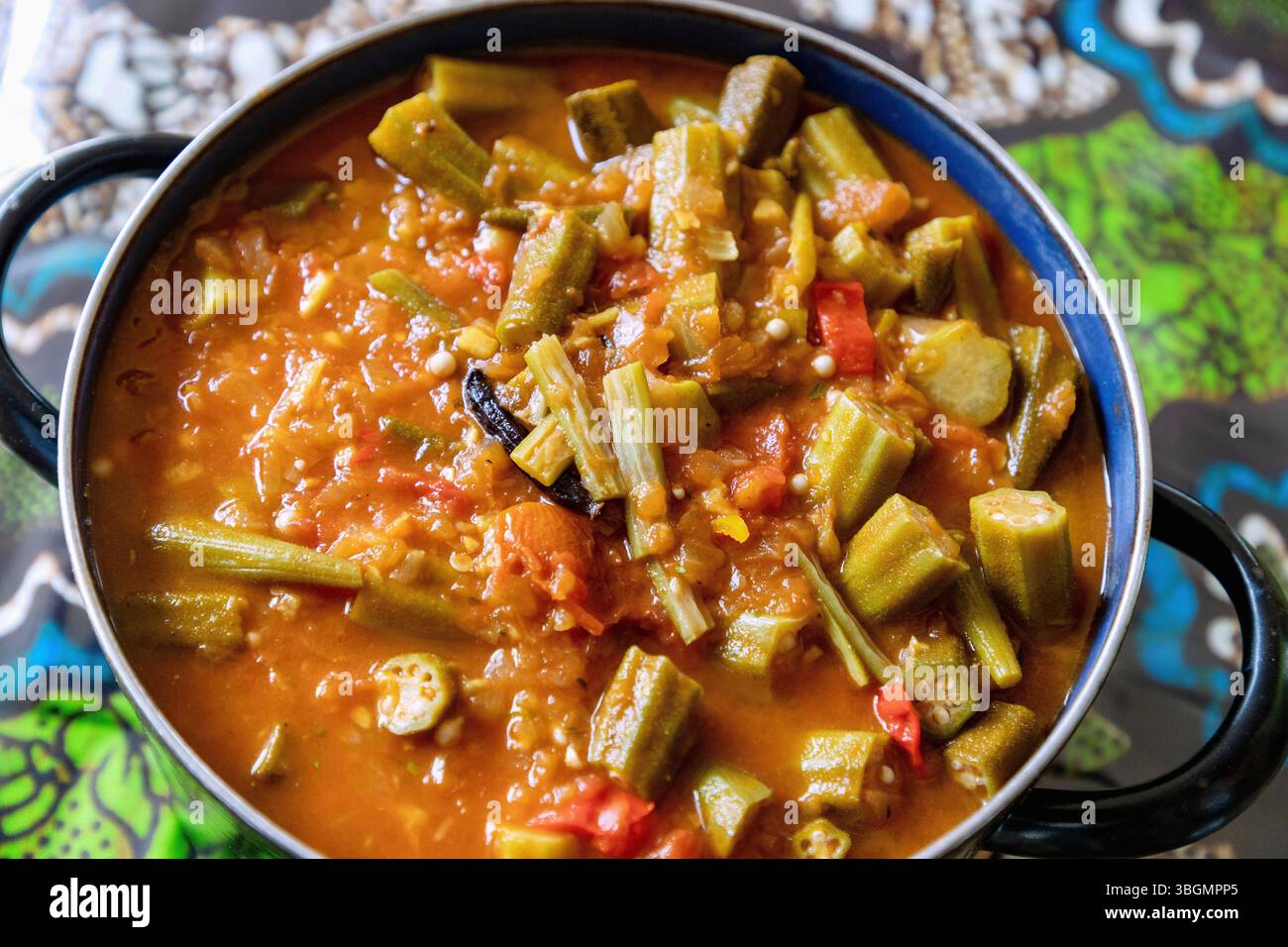 Okro stew, West African stew with okra, served in Ghana in West Africa ...