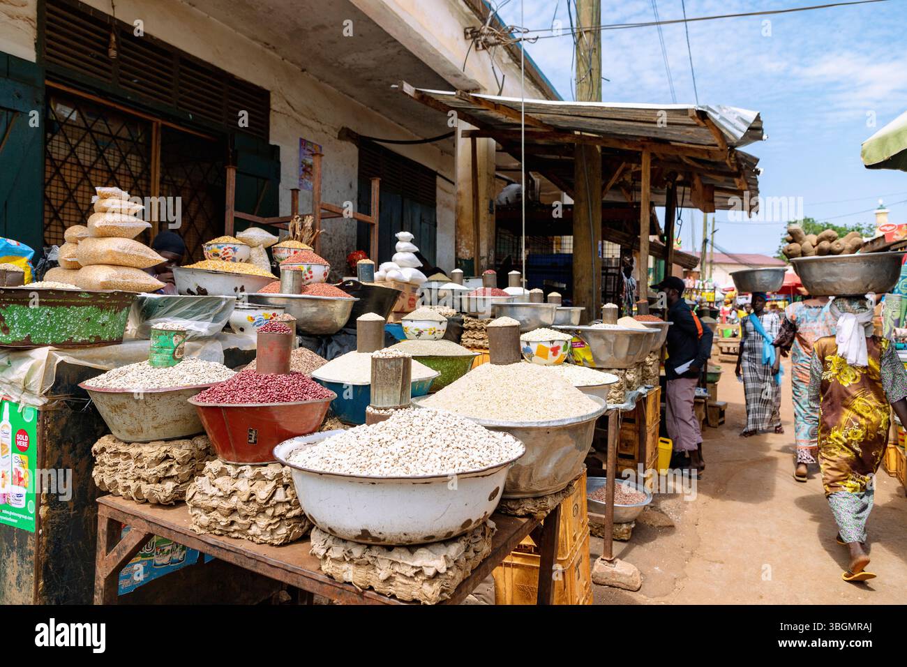 Beans and rice at the market in Tamale in the Northern Region of Ghana ...