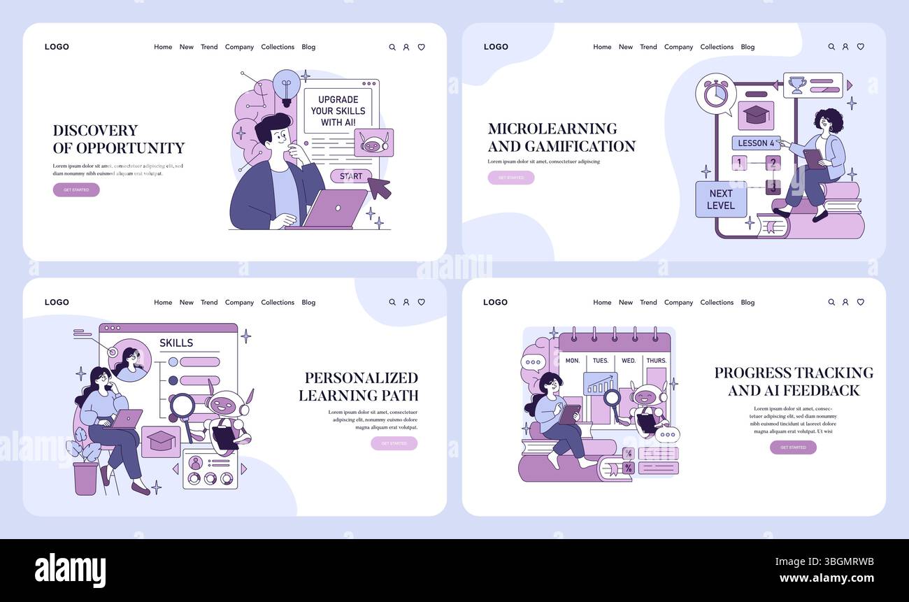 Vector illustration depicting people engaging in online learning ...