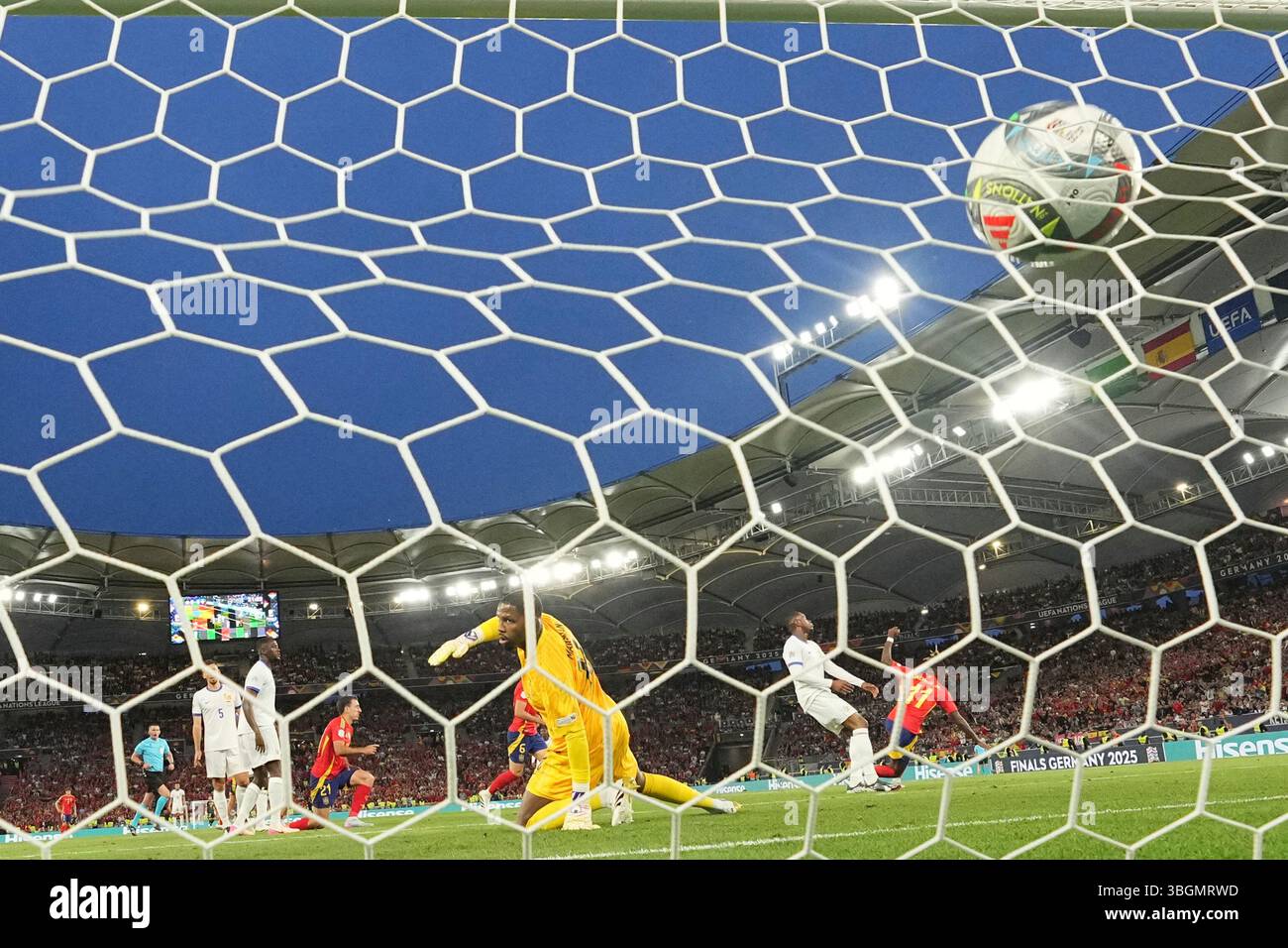 Spain's Nico Williams (11) celebrates after scoring the opening goal ...