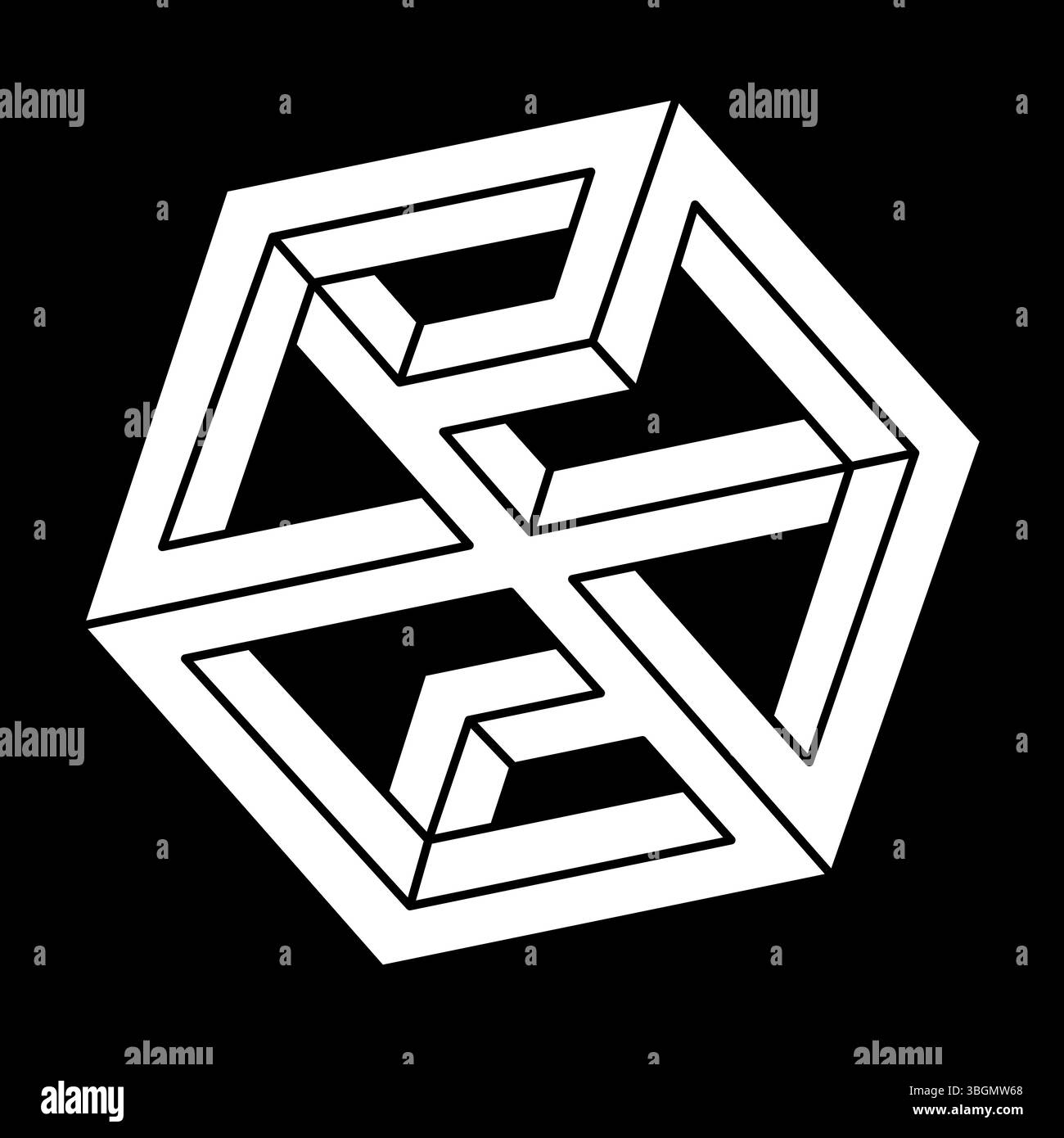 Optical illusion, impossible shape. Optical art. Escher style. Unreal ...