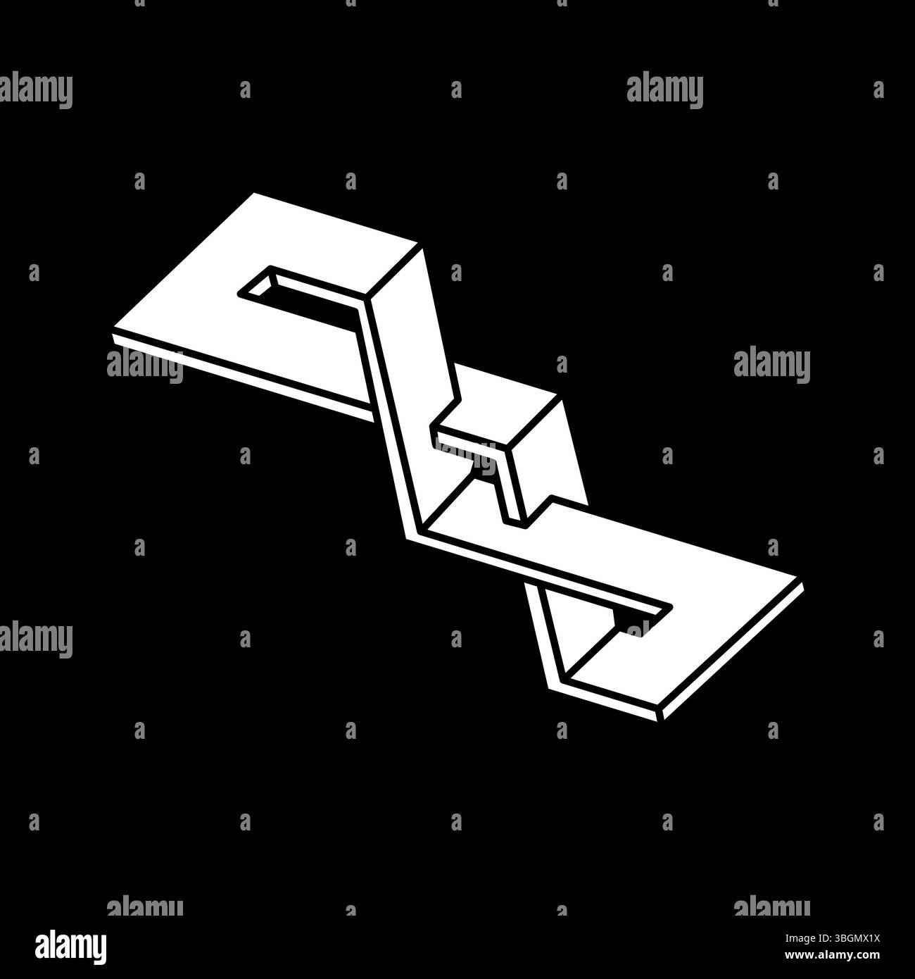 Impossible shapes, optical illusion, vector. Optical art object. Escher style. Geometric figures ...