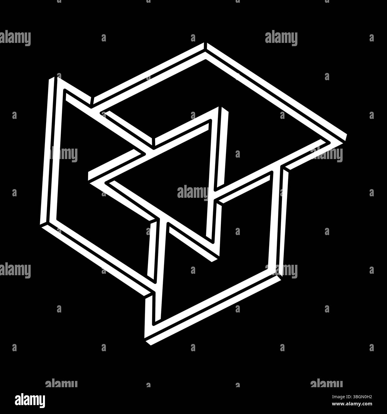 Impossible optical illusion shapes. Escher style. Optical art object. Impossible figure. Sacred ...