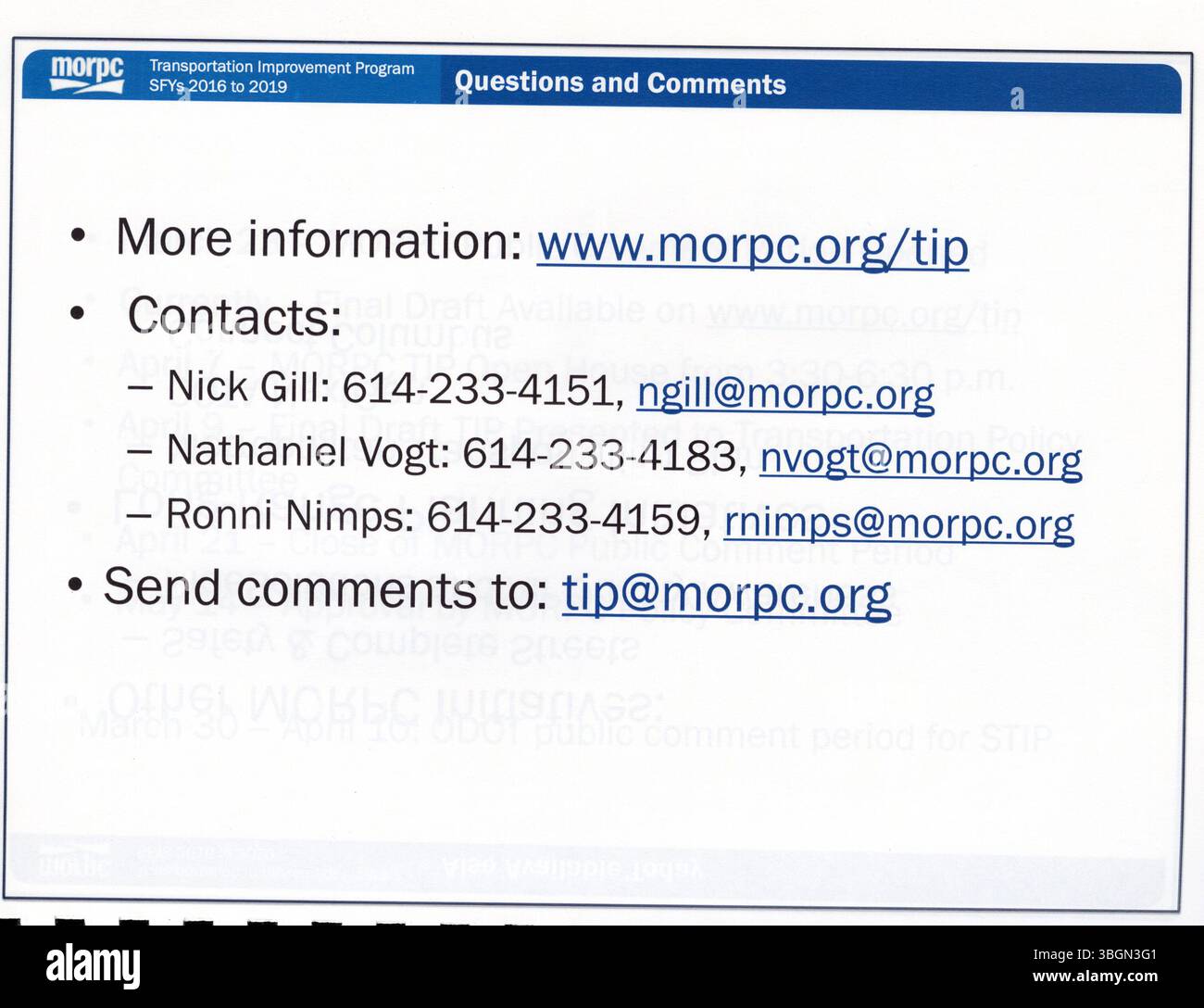 The 2016-2019 TIP report includes a detailed account of public ...