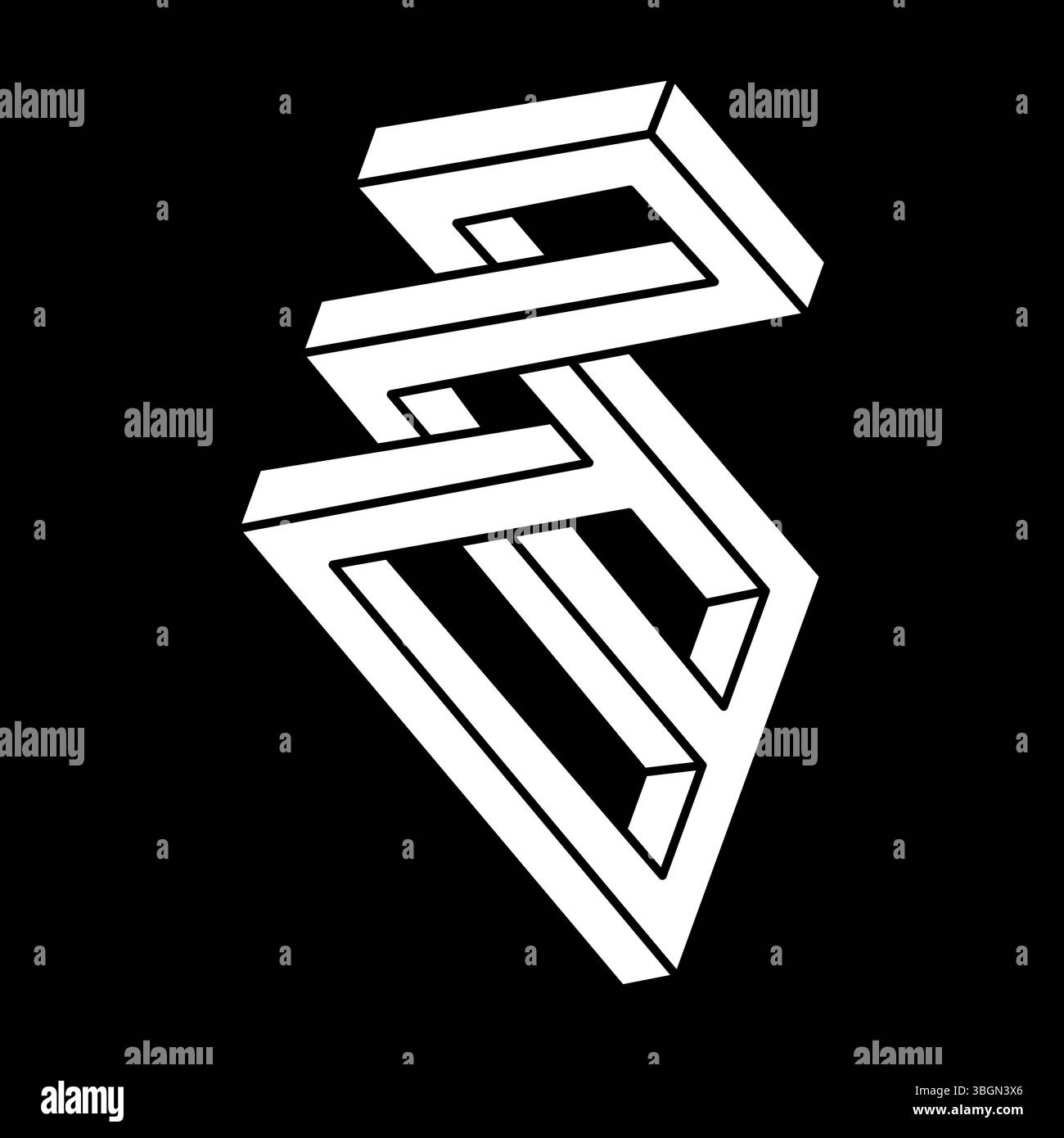 Impossible shapes. Sacred geometry figure. Optical illusion. Abstract eternal geometric objects ...