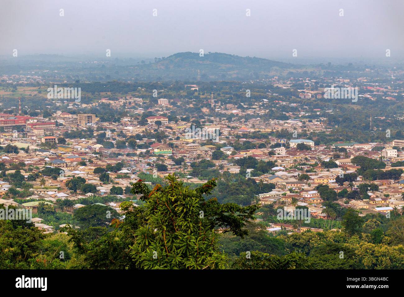 City view of Ho in the Volta region in the east of Ghana in West Africa ...