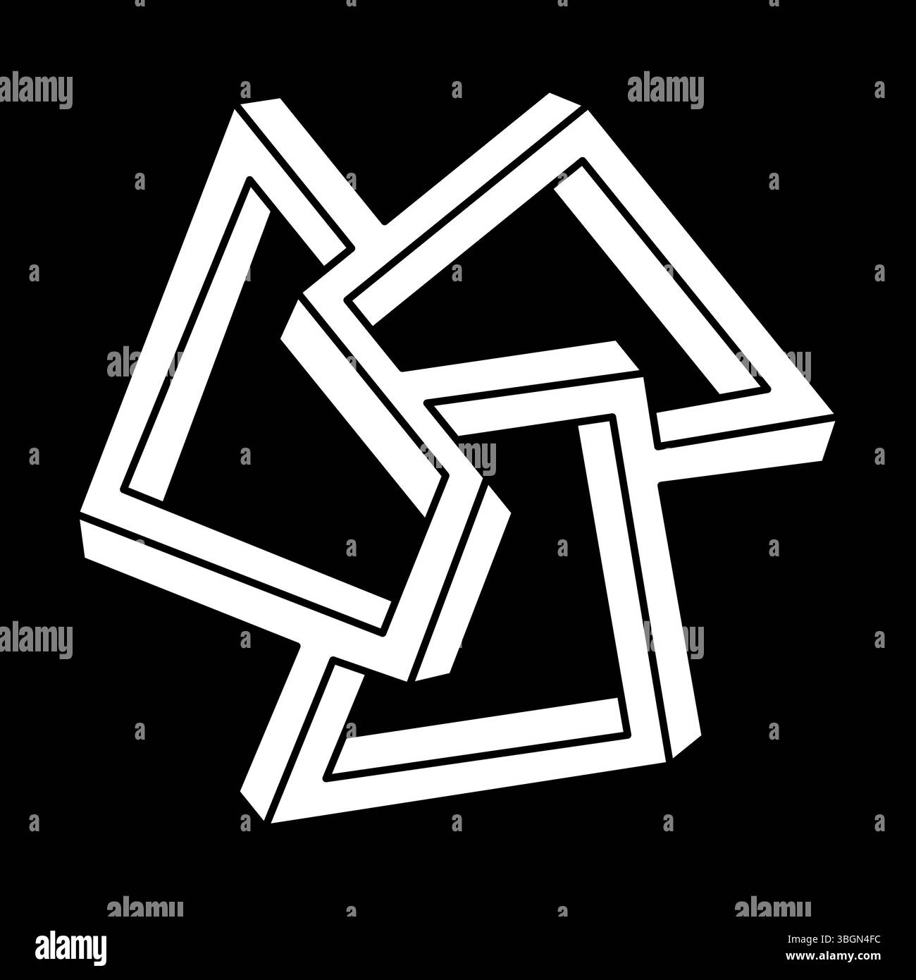 Impossible optical illusion shapes. Op art objects. Sacred geometry. Impossible figure. Escher ...