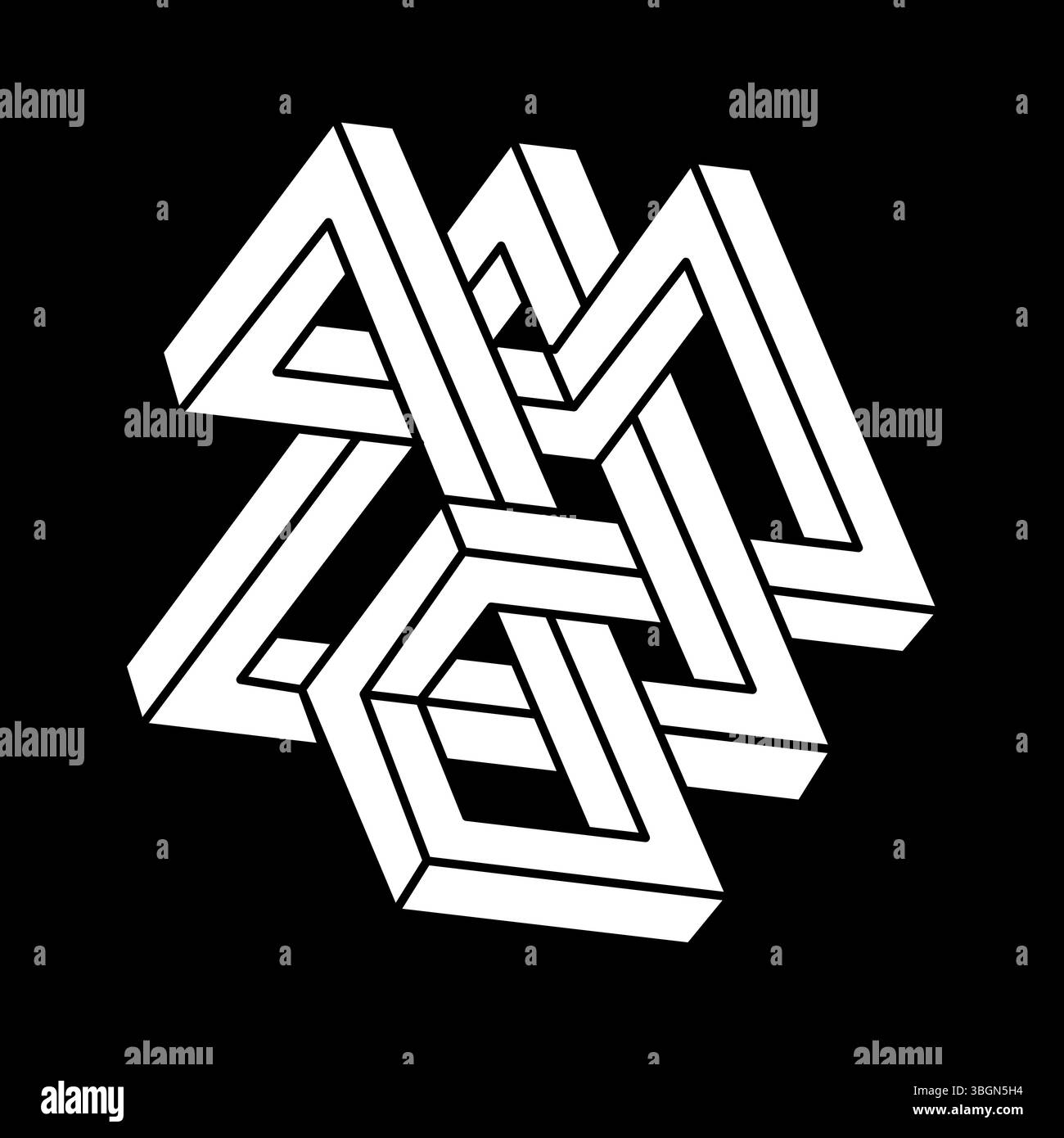 Impossible shapes, optical illusion, vector. Escher style. Optical art ...