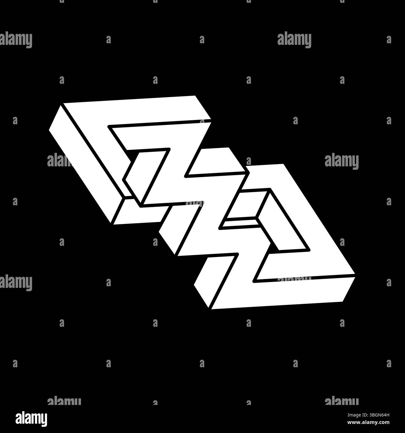 Impossible optical illusion shapes. Escher paradox. Optical art object ...