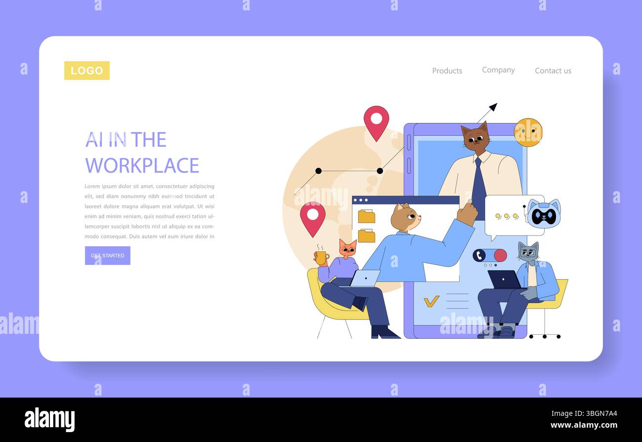 AI in the Workplace illustration. This visual represents a modern ...