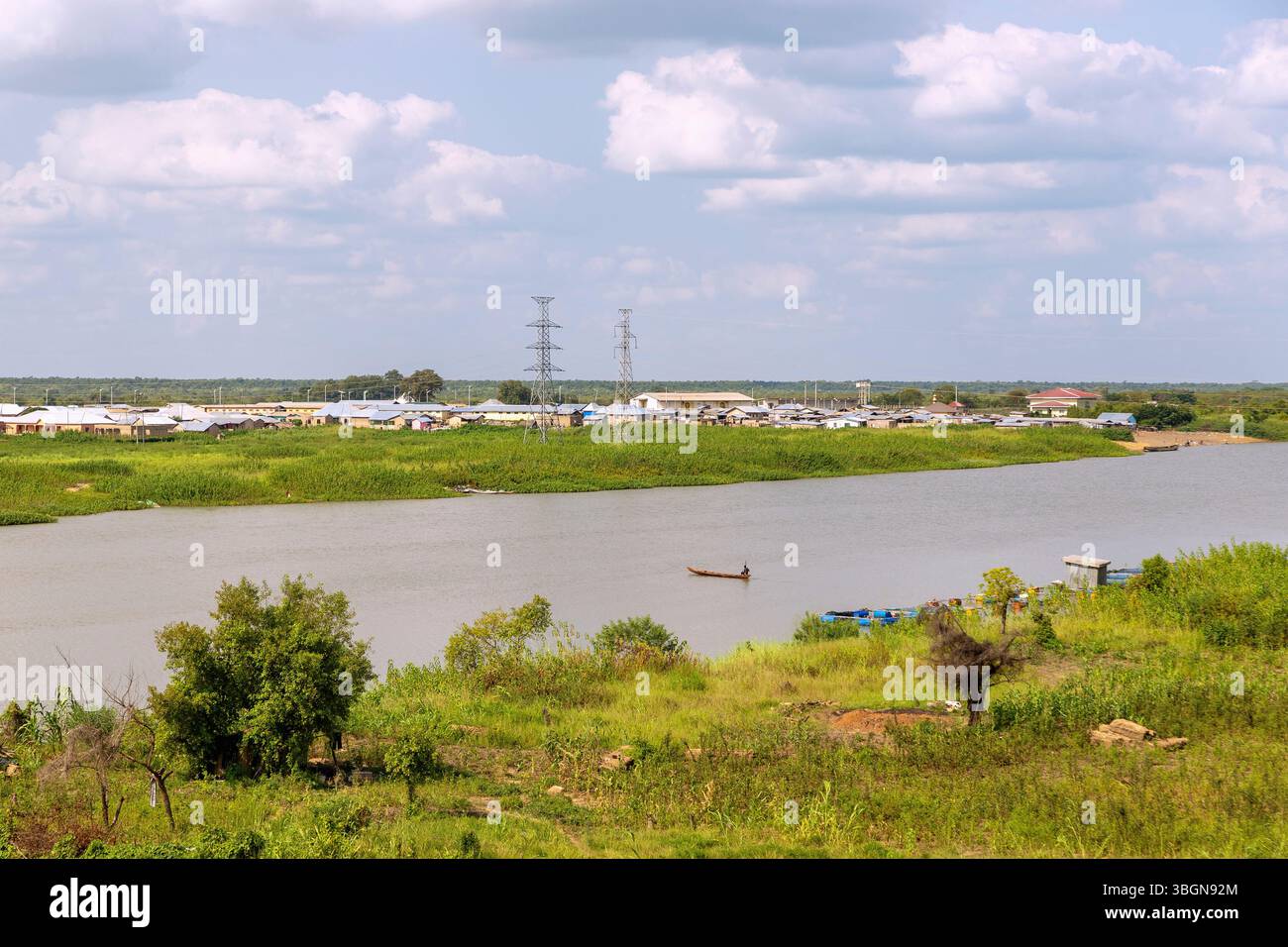 Black Volta and view of Buipe in the Savannah region in the north of ...