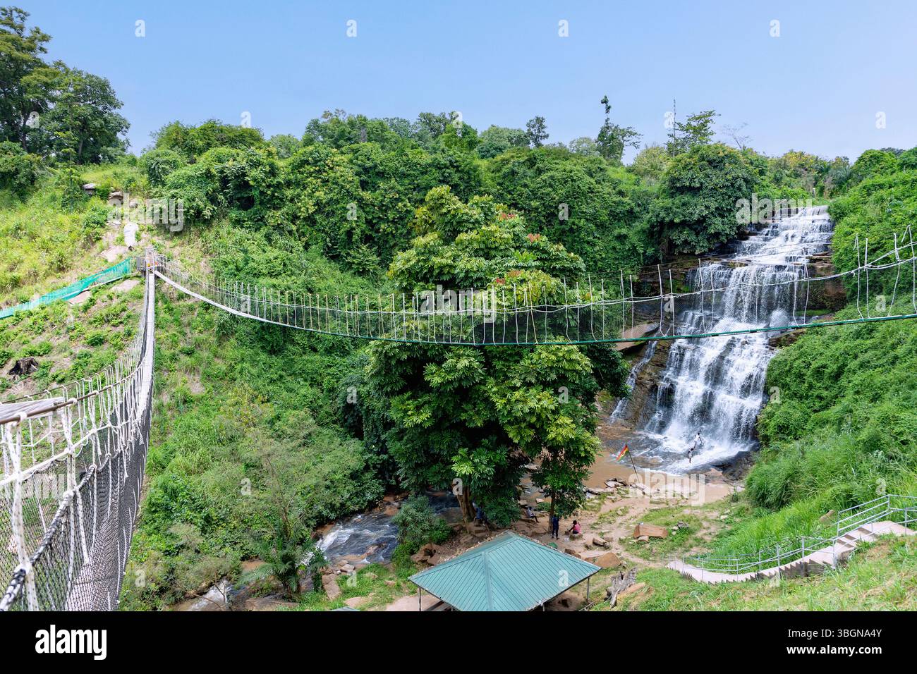 Kintampo waterfalls with suspension bridges in the Bono East region in ...