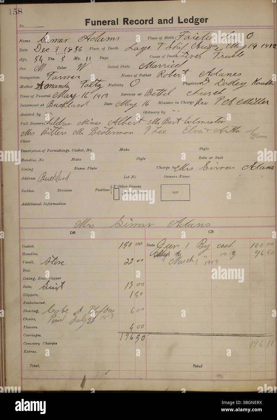 The 1911-1915 ledger by Charles C. Siferd Undertaking Company provides ...