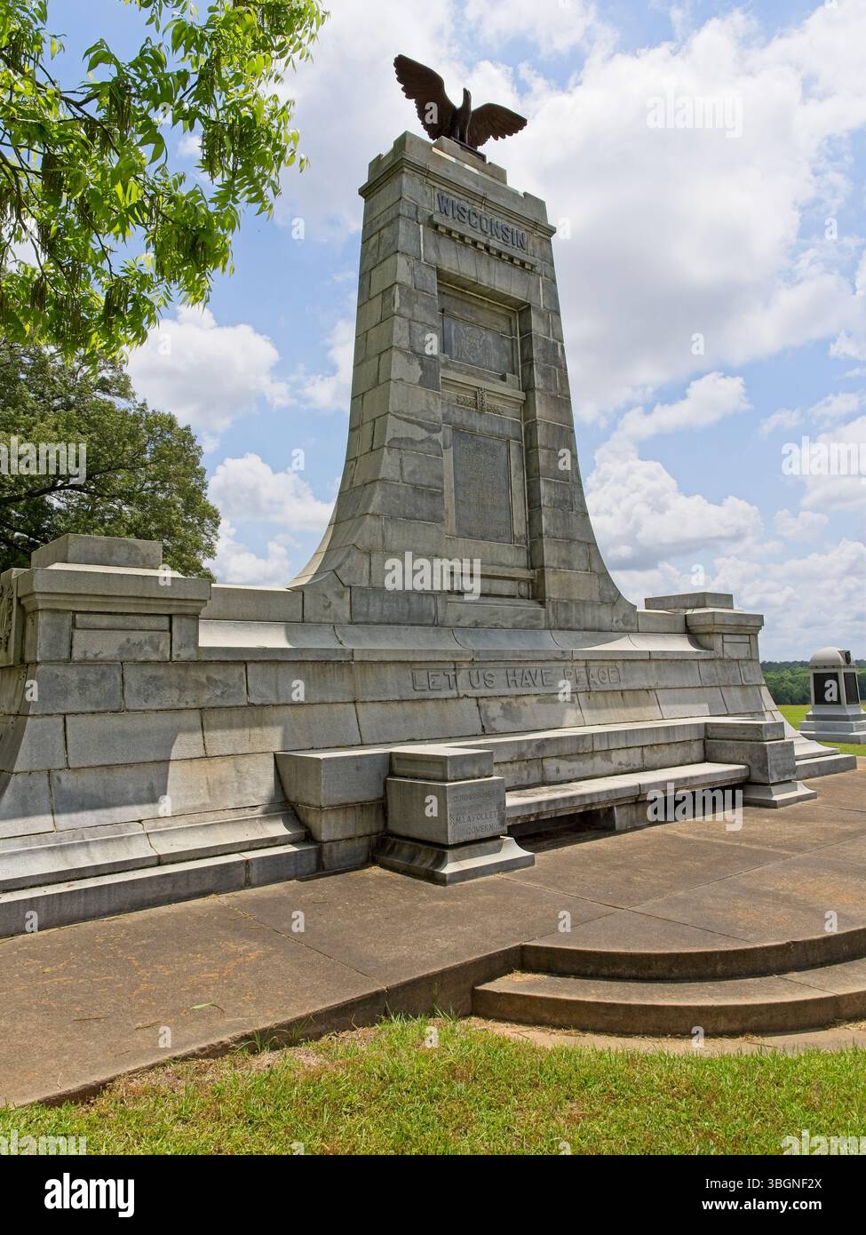 Bronze eagle topped Wisconsin monument on the grounds of Andersonville ...