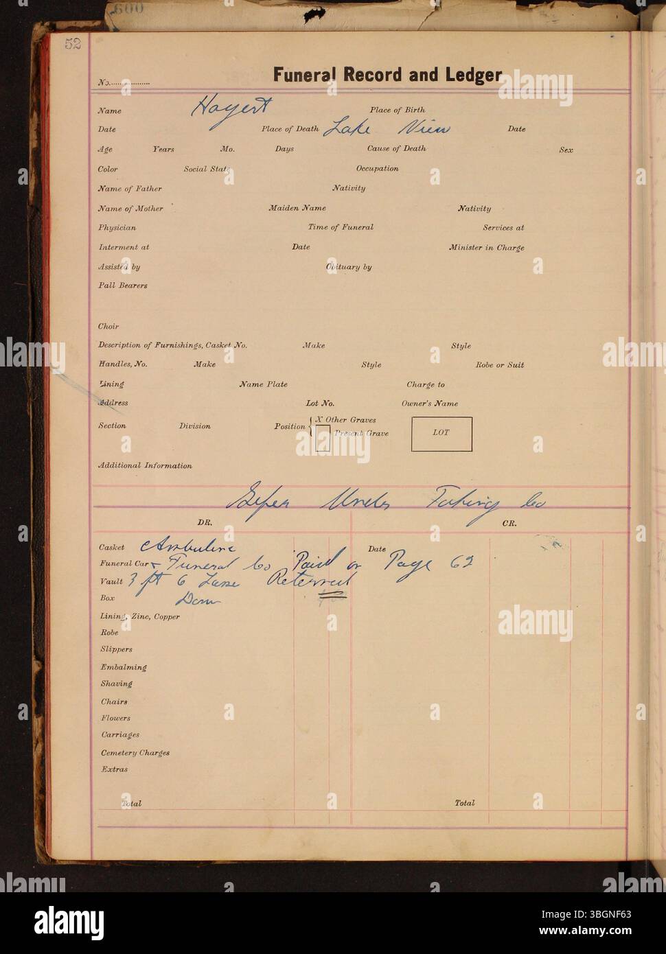 The 1916-1920 ledger from the Charles C. Siferd Undertaking Company ...
