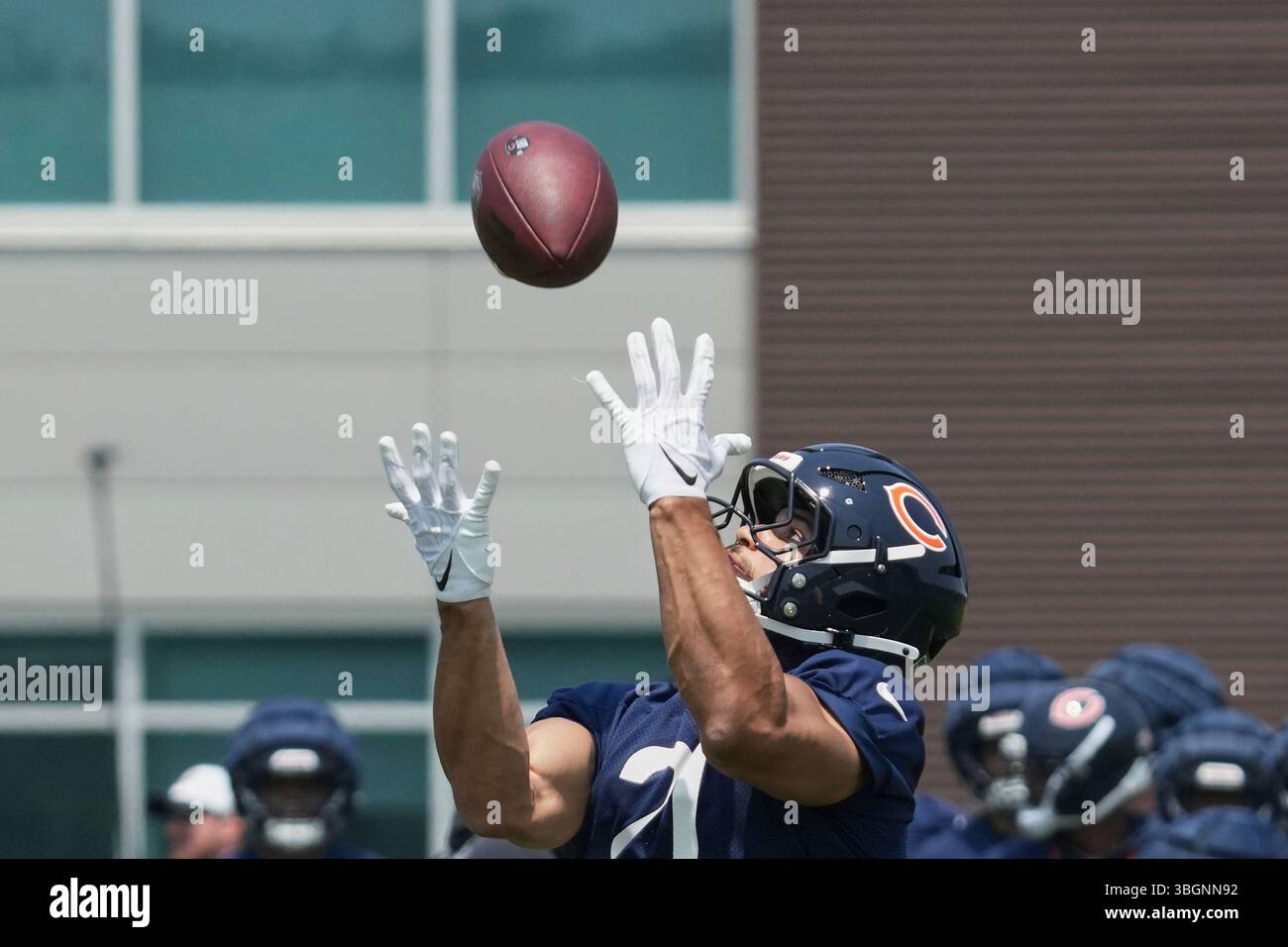 Chicago Bears running back Travis Homer catches a ball during NFL ...