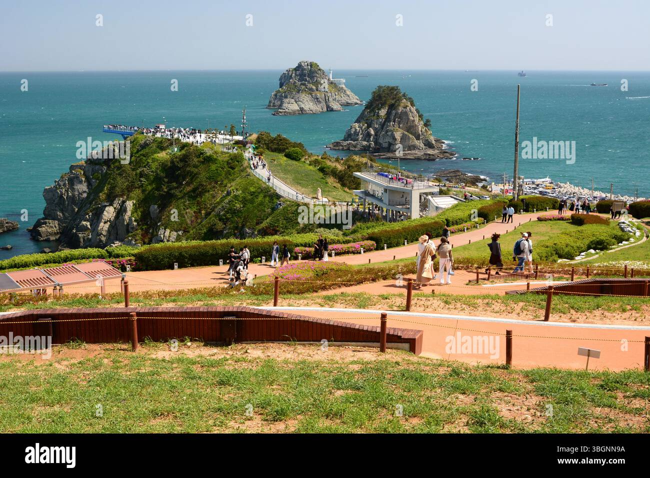 Oryukdo skywalk and the islands of Oryukdo archipelago. Busan. South ...