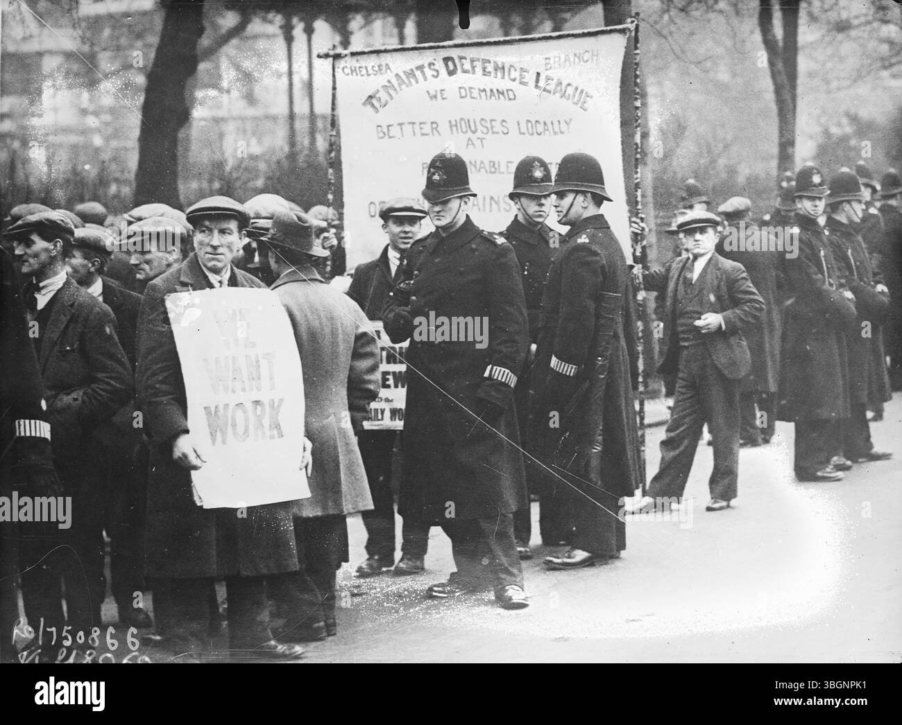 December 1930, Unemployed in London to protest conditions, banner ...