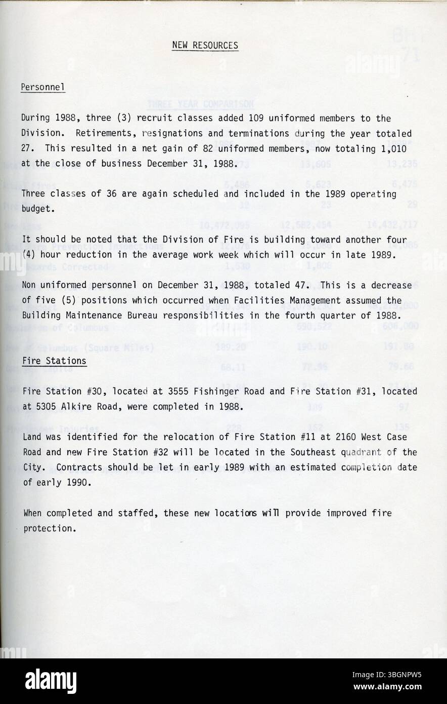 The 1988 report from the Columbus Division of Fire highlights fire ...