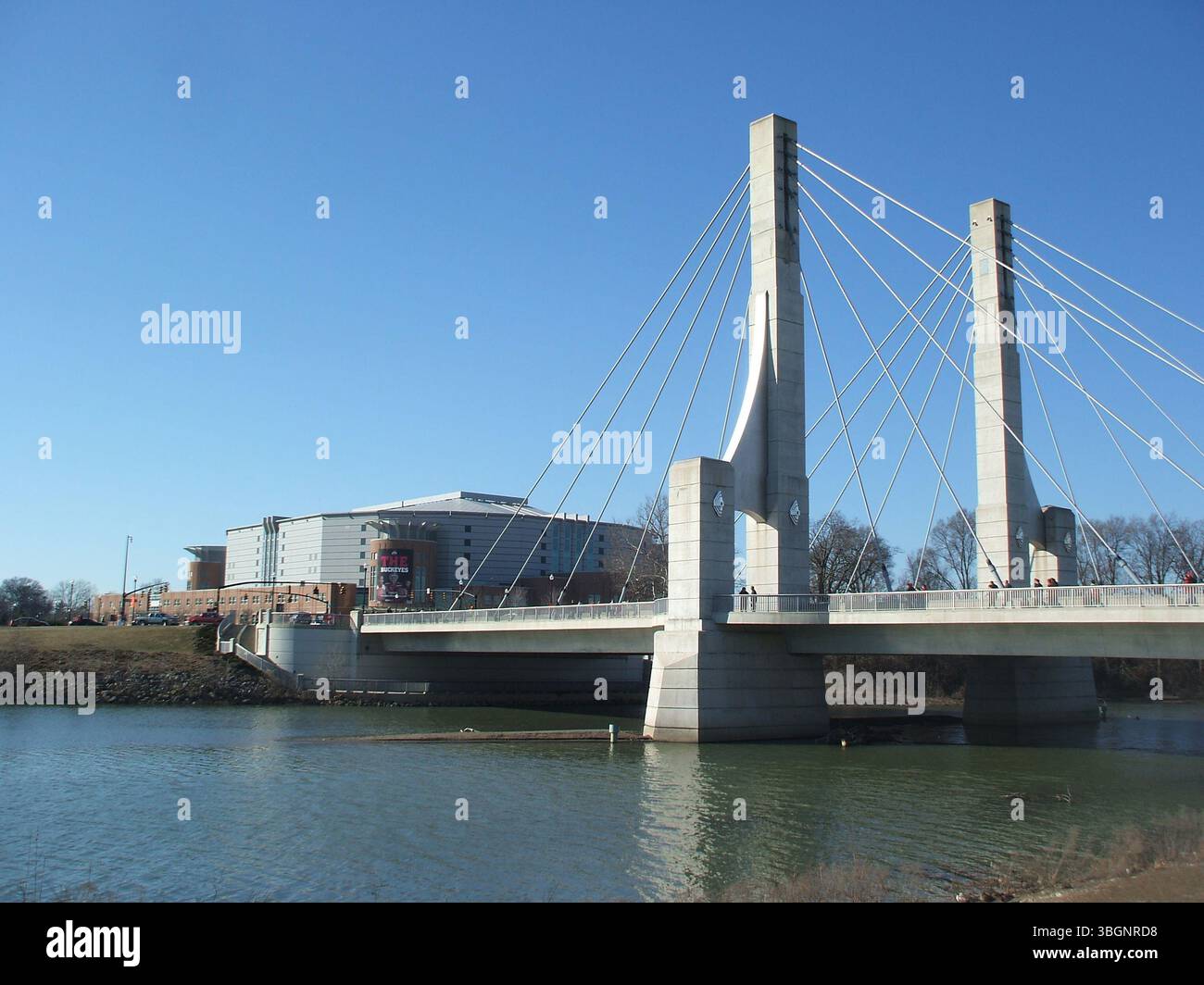 Photographs of the Lane Avenue Bridge, a suspension bridge spanning the ...