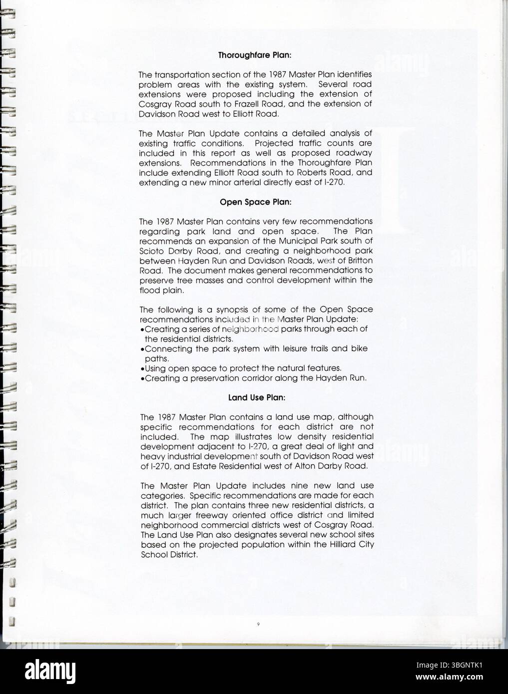 The Hilliard Master Plan update in 1996 succeeded the 1987 plan and ...