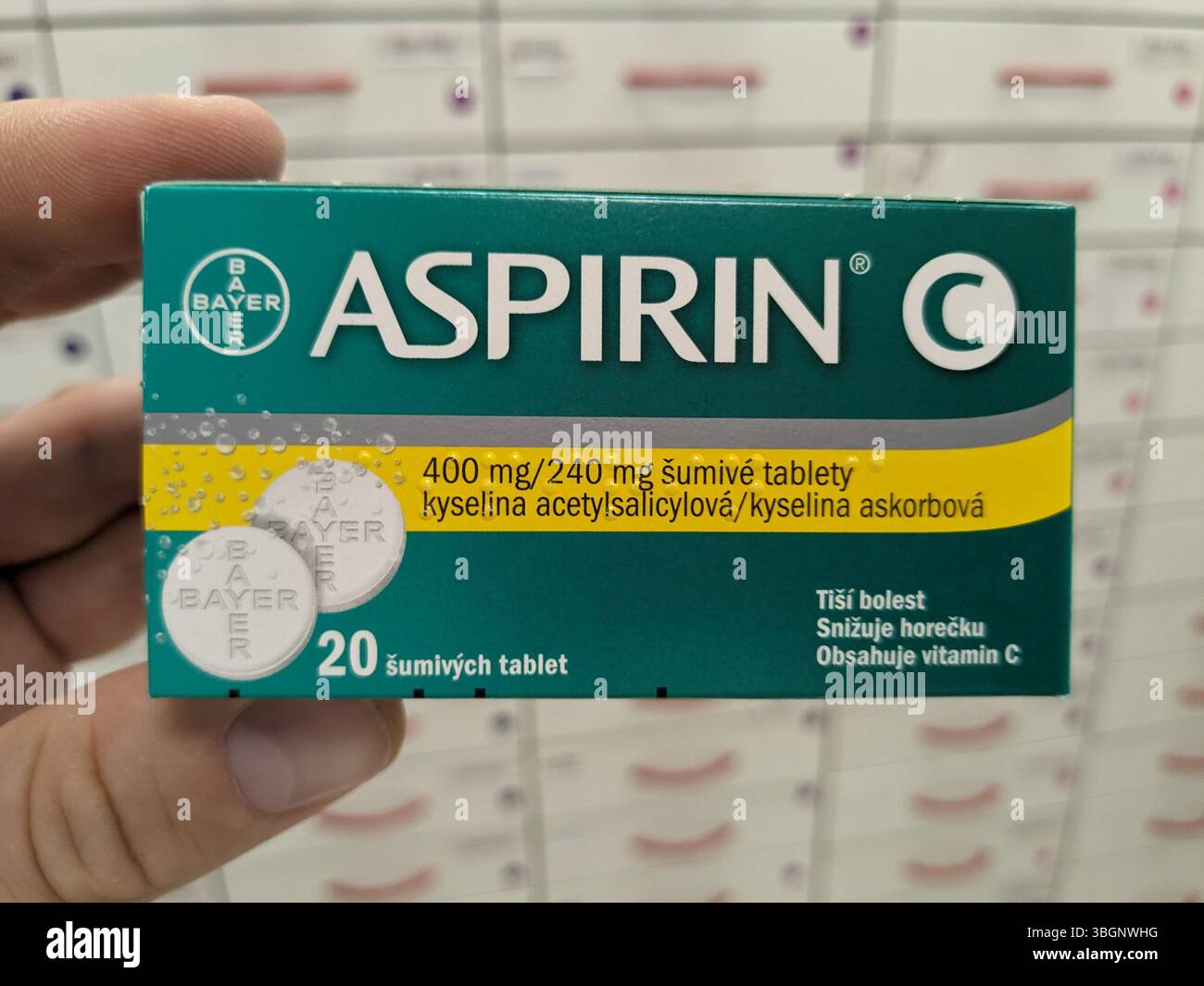 Prague, Czech Republic -August 25 2024: ASPIRIN box of medication with ...