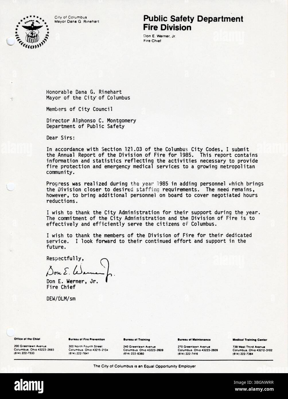 This section of the 1985 Columbus Division of Fire Annual Report ...