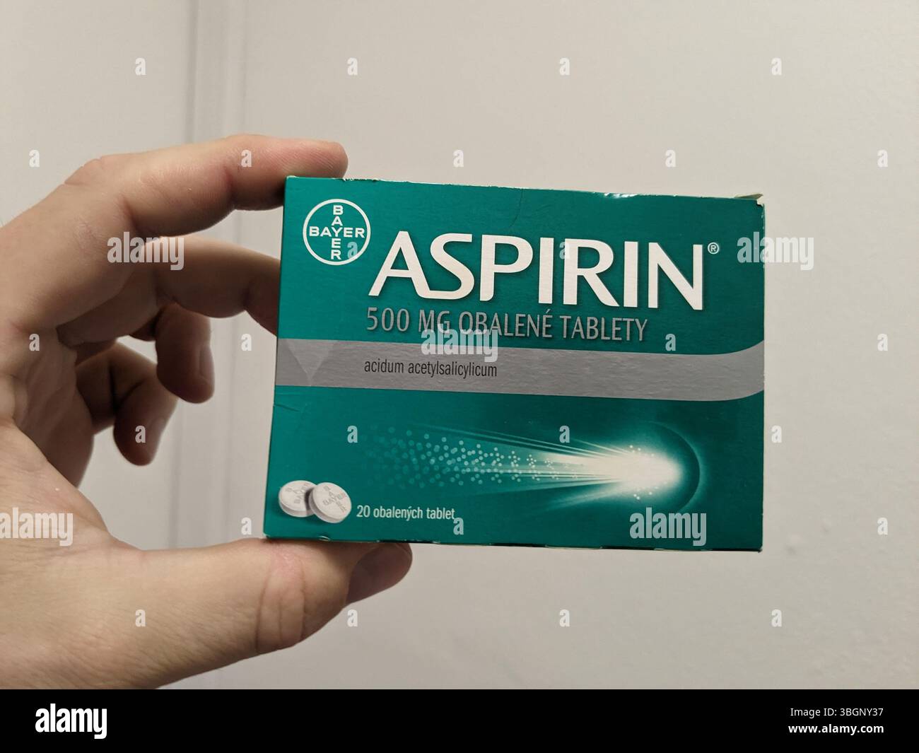 Prague, Czech Republic -August 25 2024: ASPIRIN box of medication with ...